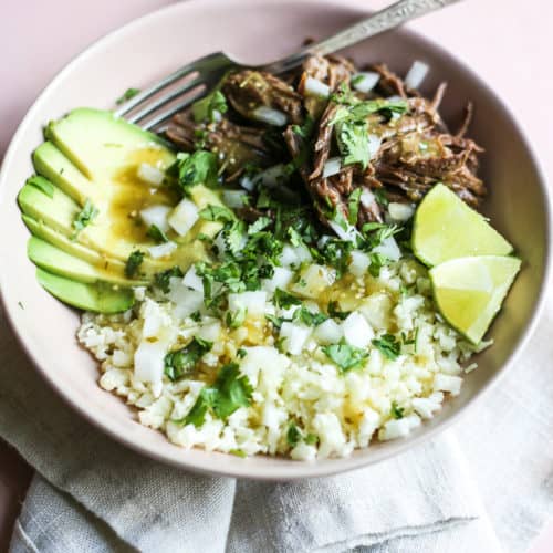 Salsa Verde Shredded Beef Bowls - The Defined Dish