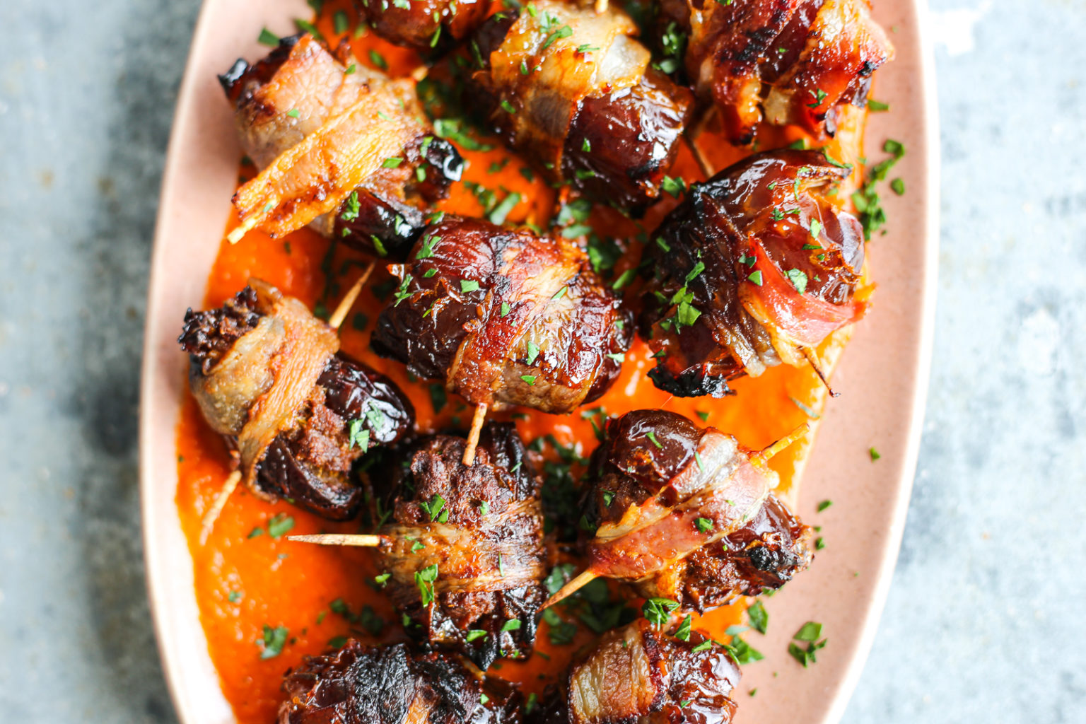 Chorizo-Stuffed Bacon-Wrapped Dates - The Defined Dish