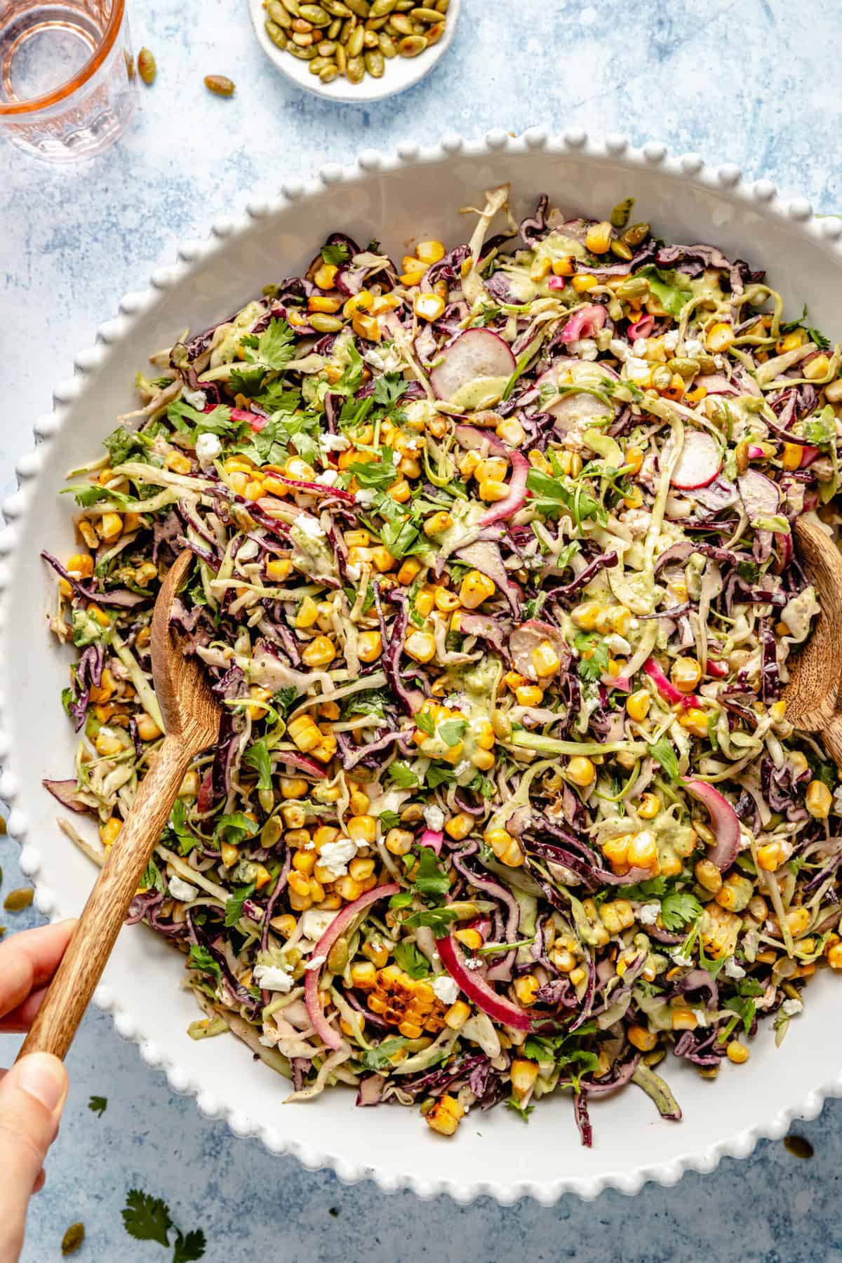 Street Corn-Inspired Slaw with Spicy Tahini - The Defined Dish