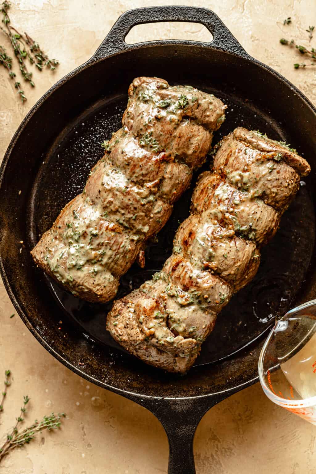 Thyme Crusted Beef Tenderloin Au Poivre - The Defined Dish