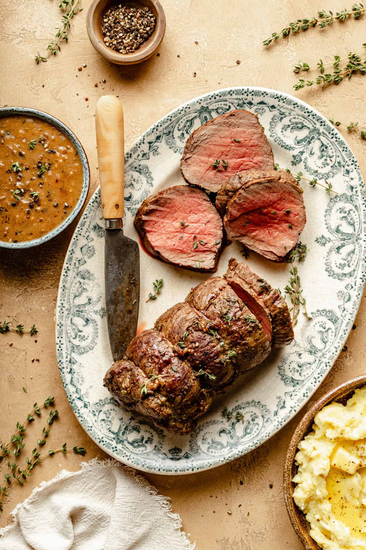 Thyme Crusted Beef Tenderloin Au Poivre - The Defined Dish