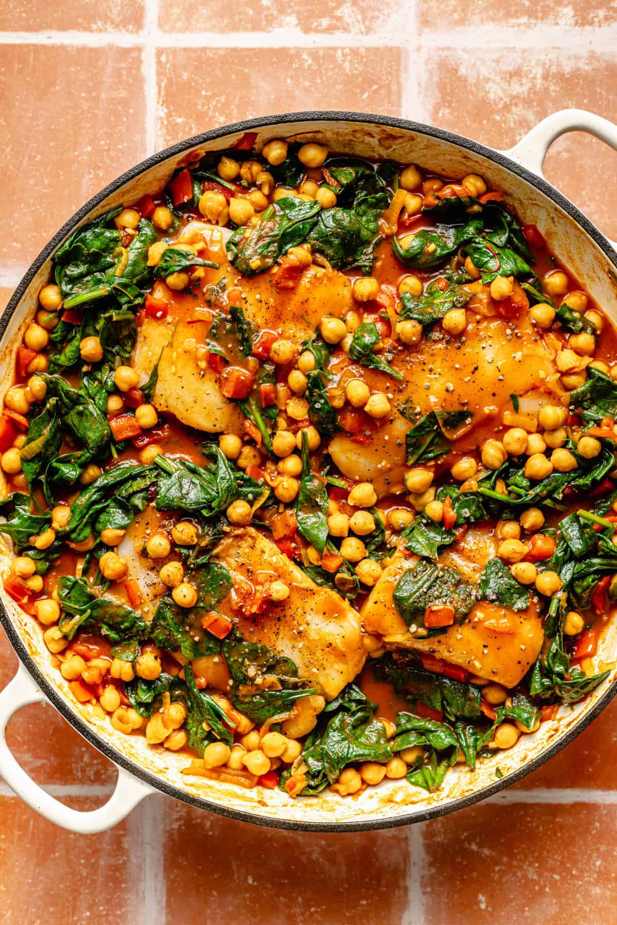 Spanish-Inspired Simmered White Fish with Chickpeas - The Defined Dish
