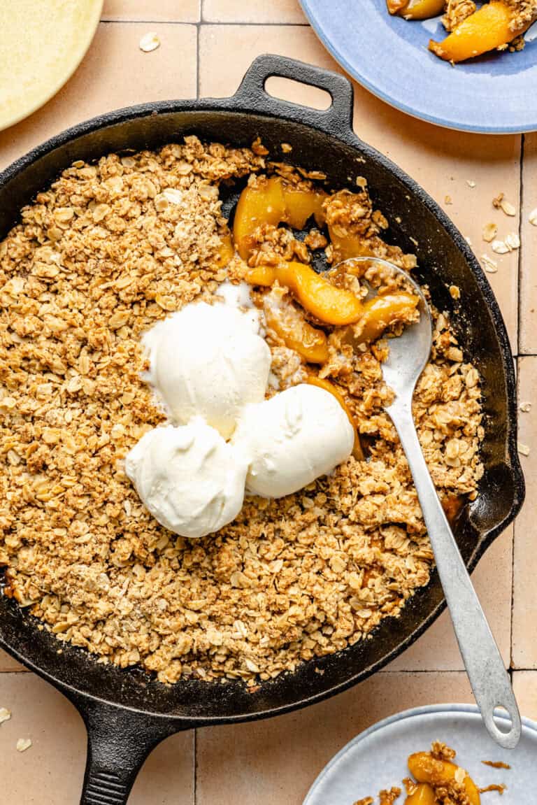 Simple Skillet Peach Crumble - The Defined Dish