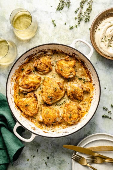 French Chicken with Creamy Mustard-White Wine Sauce