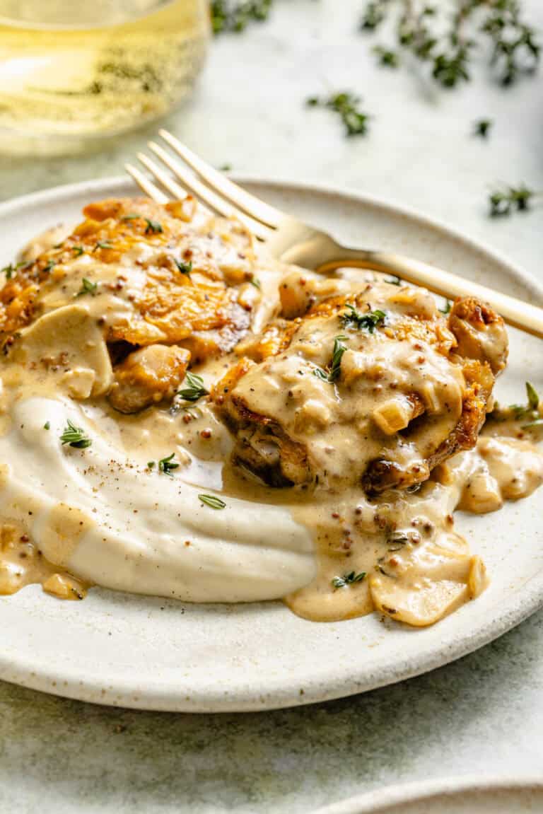 French Chicken with Creamy Mustard-White Wine Sauce