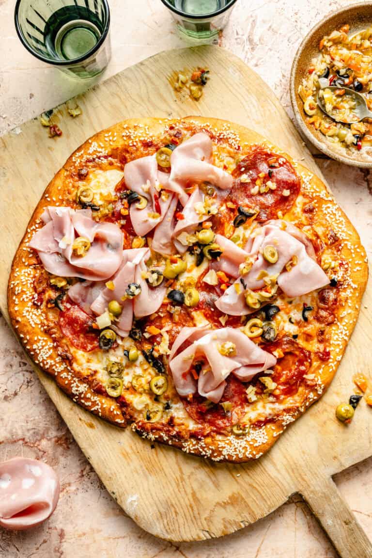 Grilled Muffaletta Pizza - The Defined Dish