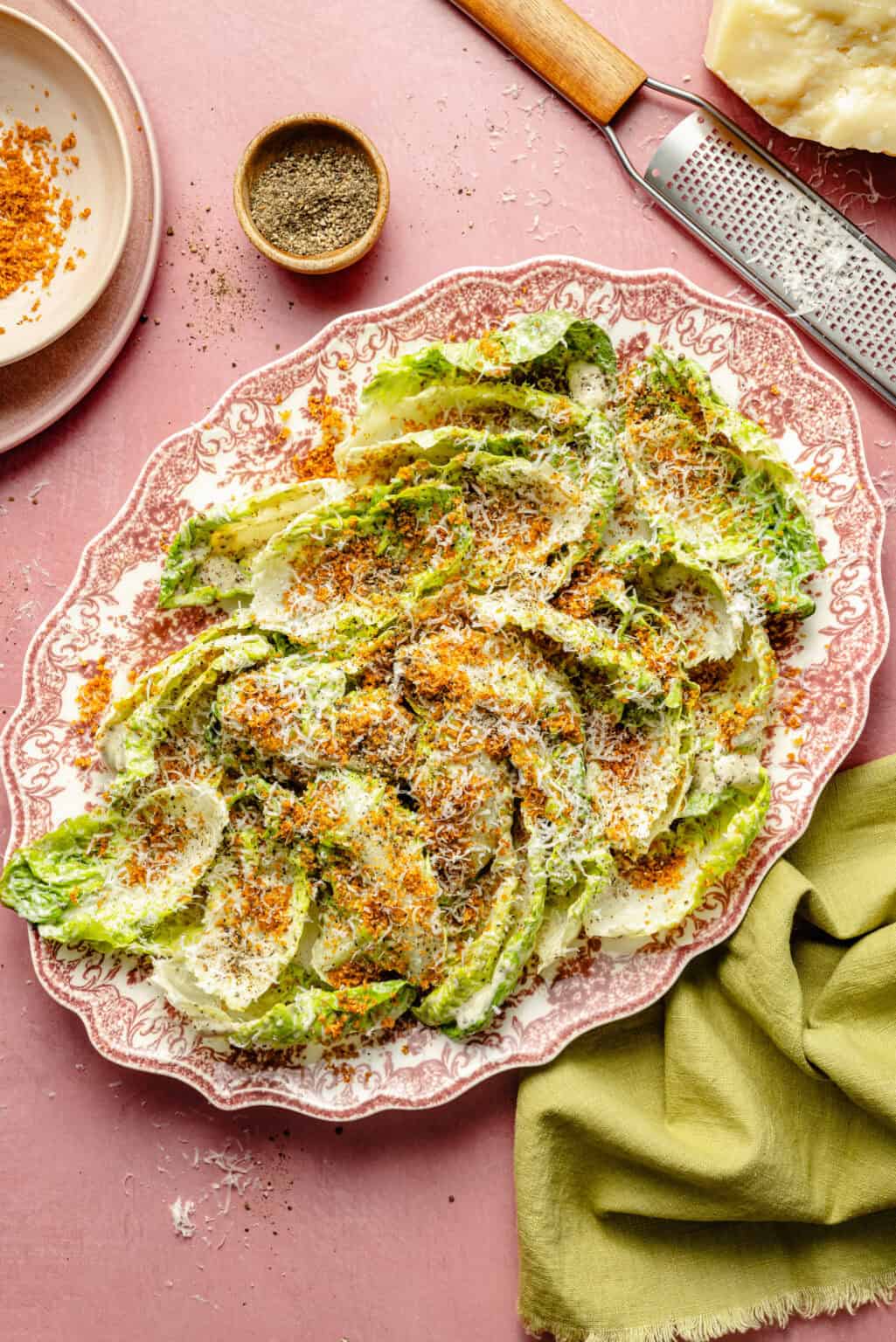 Little Gem Salad with Creamy Cacio e Pepe Dressing - The Defined Dish