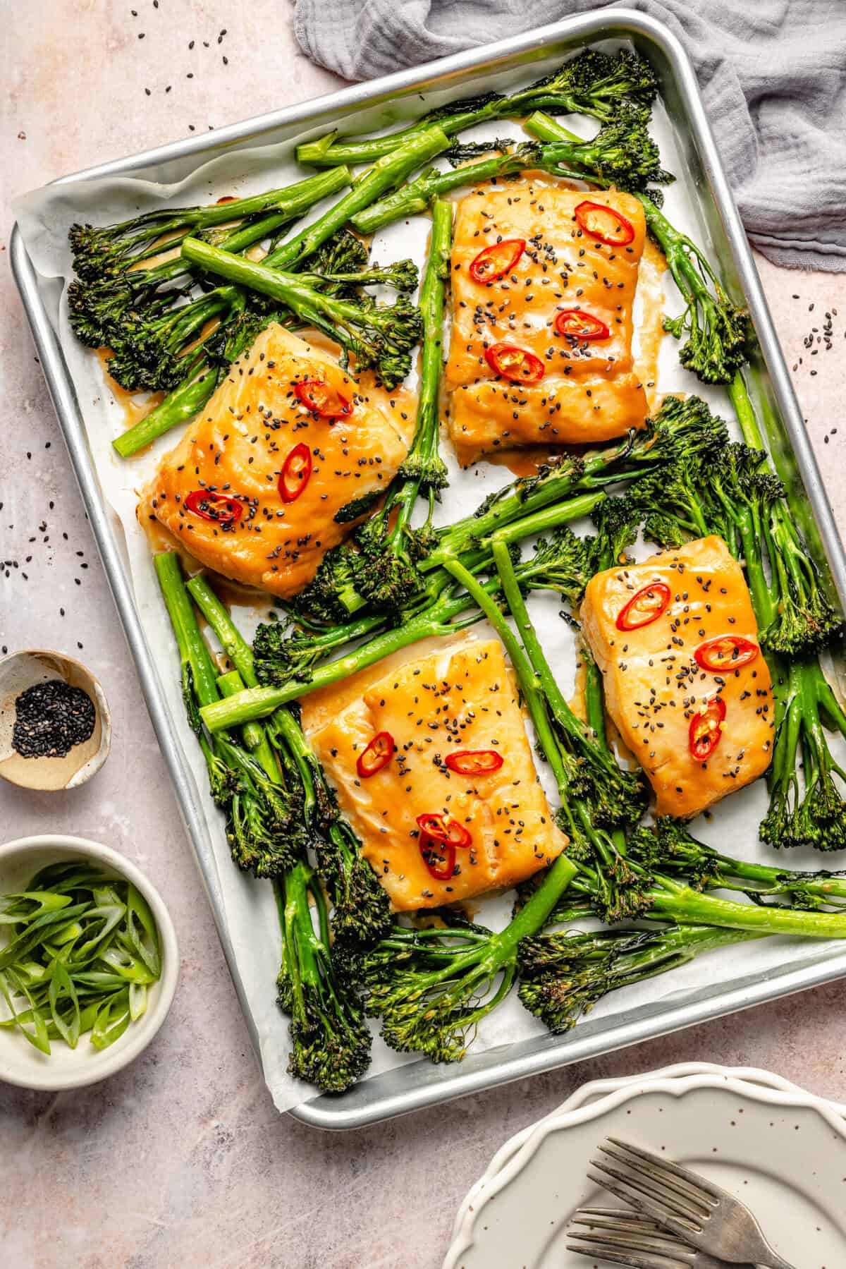 Sheet Pan Miso-Marinated Cod with Broccolini - The Defined Dish
