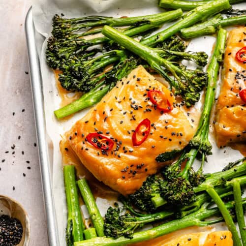 Sheet Pan Miso-Marinated Cod with Broccolini - The Defined Dish