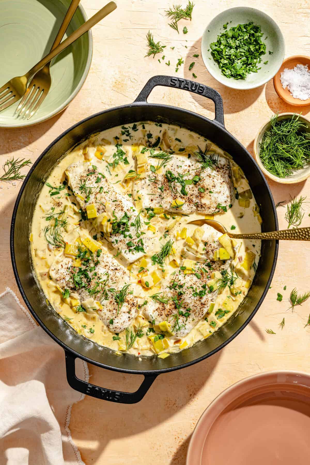 Creamy Poached Halibut with Leeks - The Defined Dish